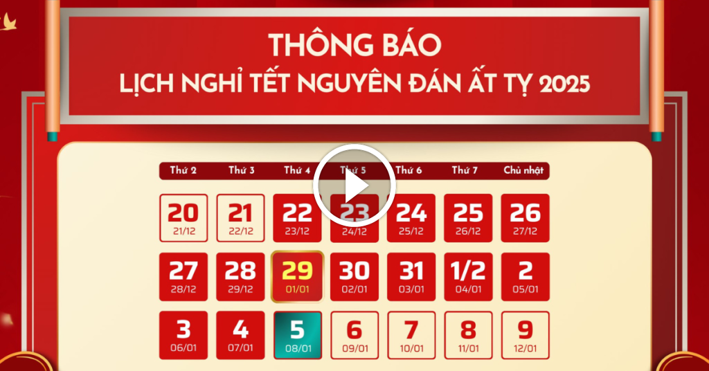 Trường Tiểu học, THCS và THPT FPT cơ sở Hà Nam thông báo lịch nghỉ Tết Nguyên đán Ất Tỵ 2025 ...