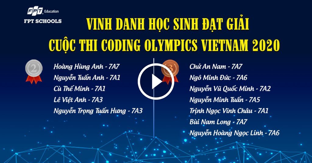 HỌC SINH FPT SCHOOLS ĐẠT 12 GIẢI THƯỞNG TẠI CHUNG KẾT CUỘC THI CODING OLYMPICS VIETNAM 2020 ...