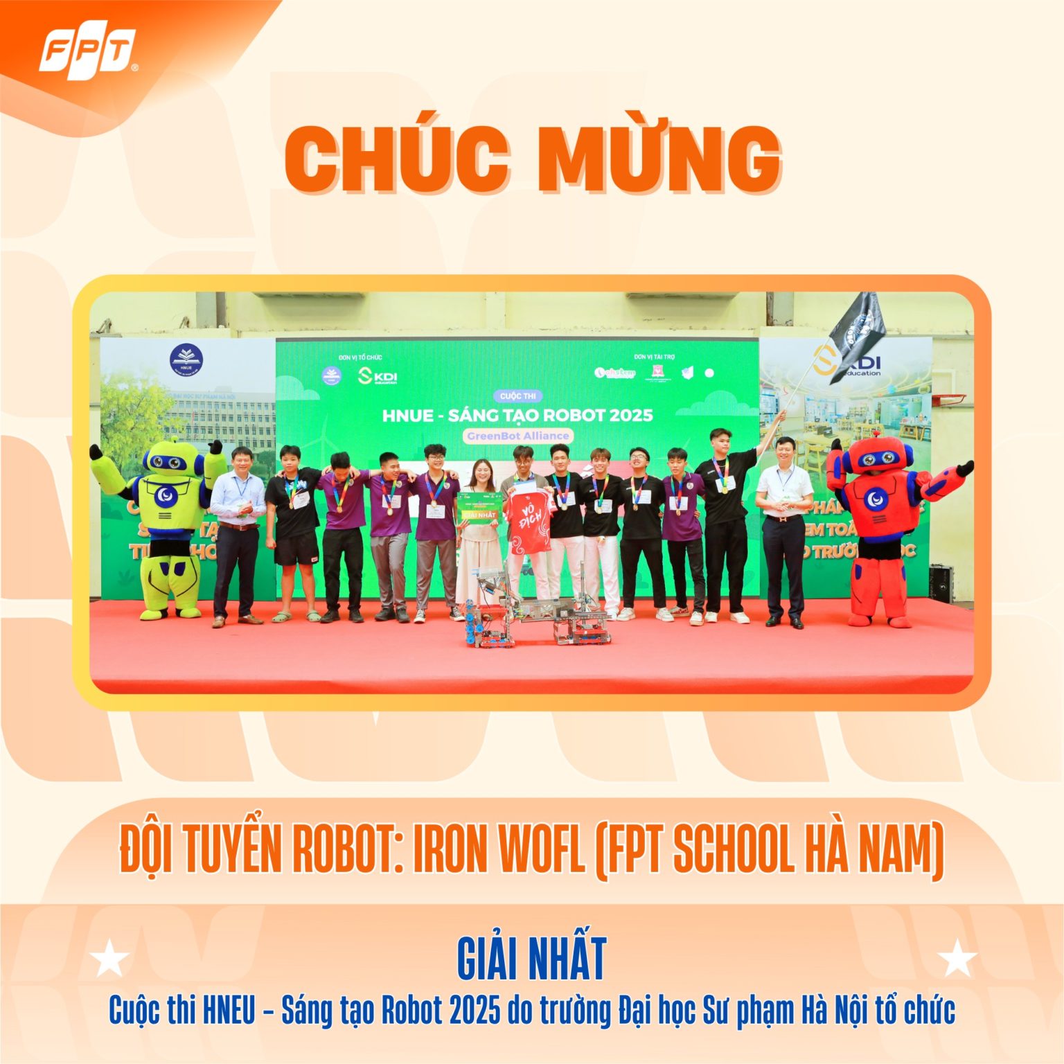 Chúc mừng đội tuyển Robot FPT School Hà Nam giành giải Nhất tại cuộc ...