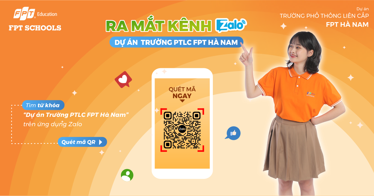 THÔNG BÁO RA MẮT KÊNH ZALO OFFICIAL ACCOUNT – Trường Phổ thông Liên cấp FPT Hà Nam